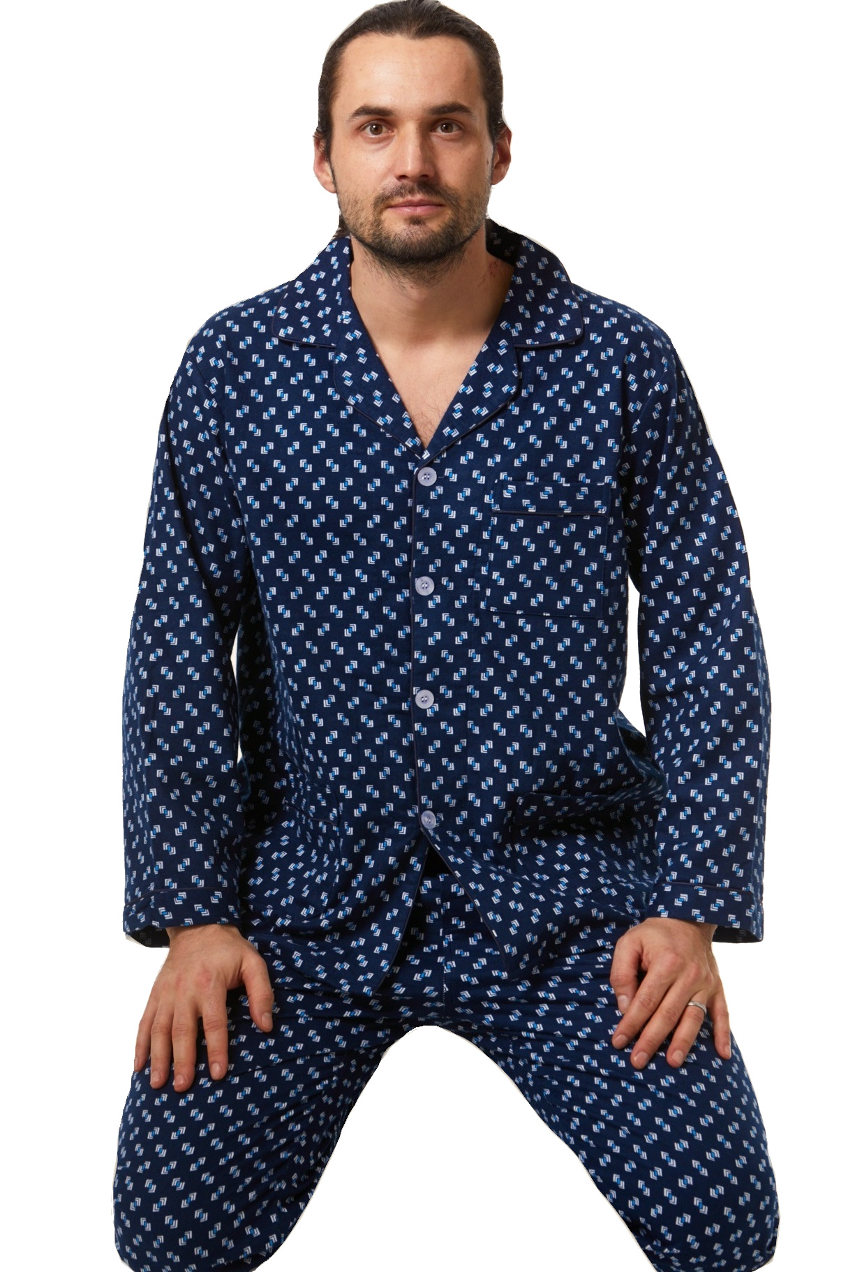 Elegantní flanelové pánské pyžamo klasického střihu, klasické pyžamo ...
