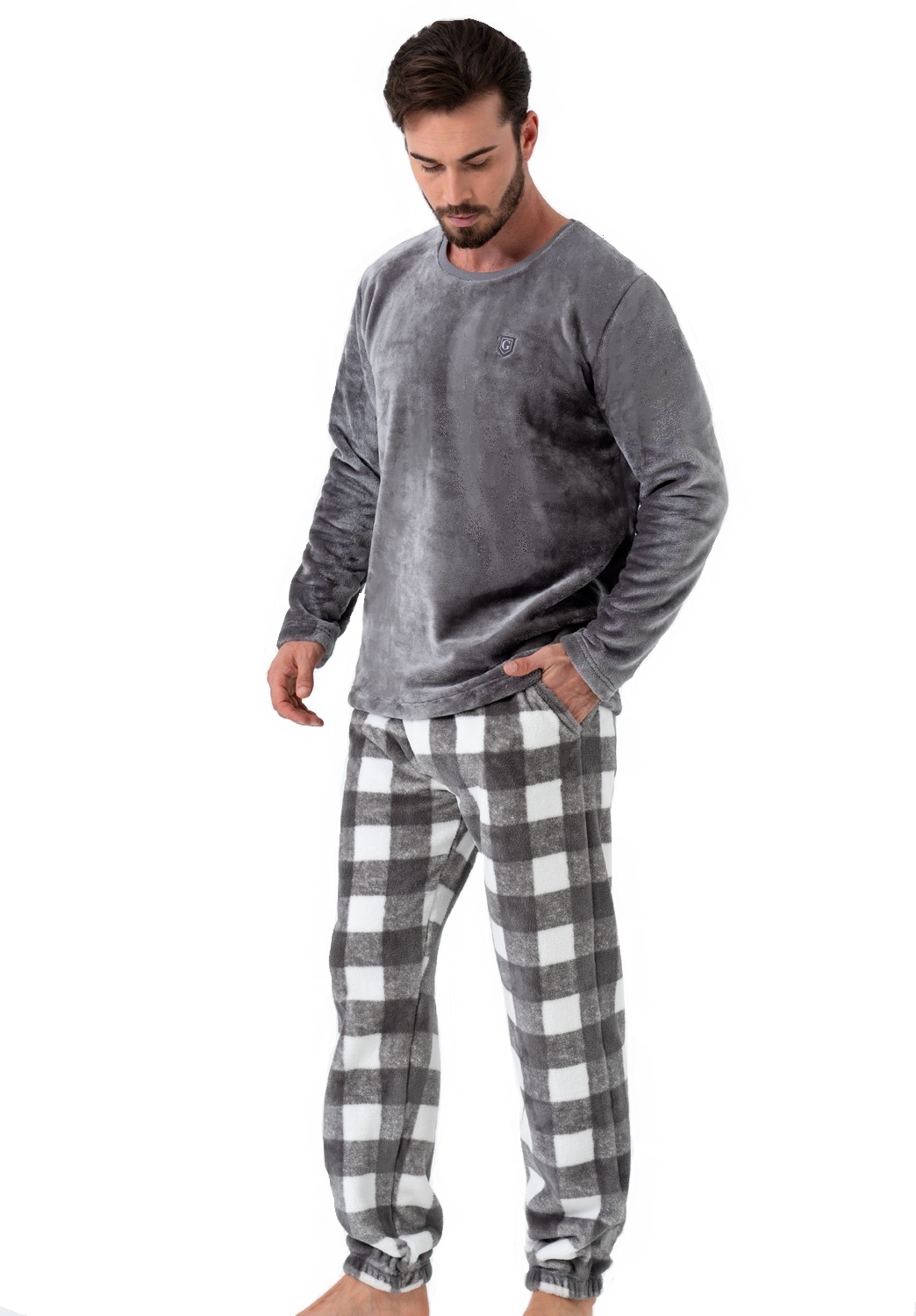 Extra teplé pánské pyžamo, Domácí oblek fleece pánský, 1Z1182 - Naspaní.cz