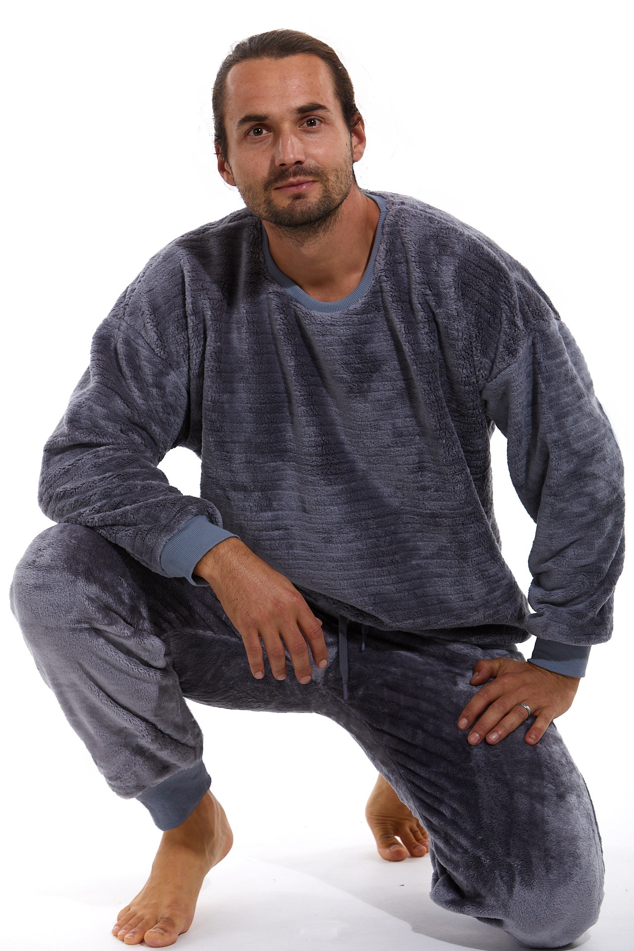 Šedé extra teplé pánské pyžamo z huňatého chlupu, Pyžamo pánské teplý ...